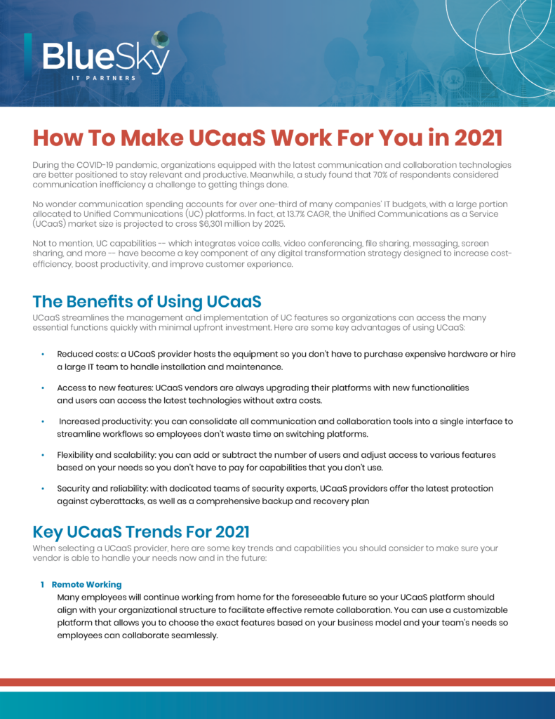 How To Make UCaaS Work For You In 2021 - BlueSky IT Partners